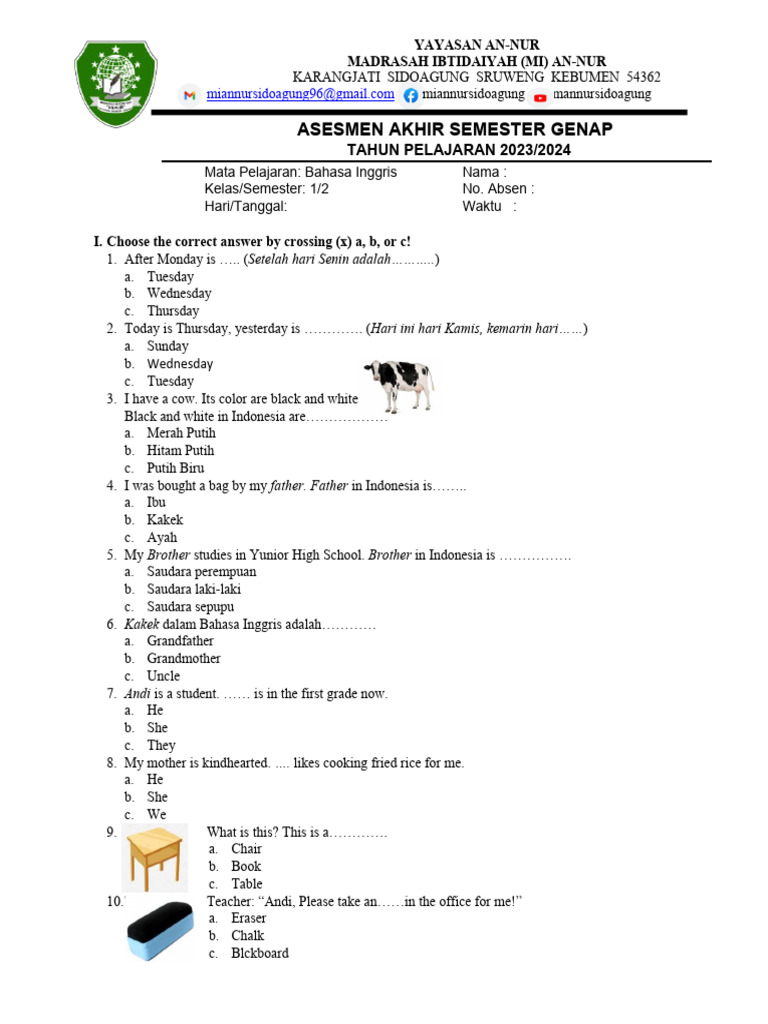 Soal Bahasa Inggris | PDF | Edible Fruits | Fruit