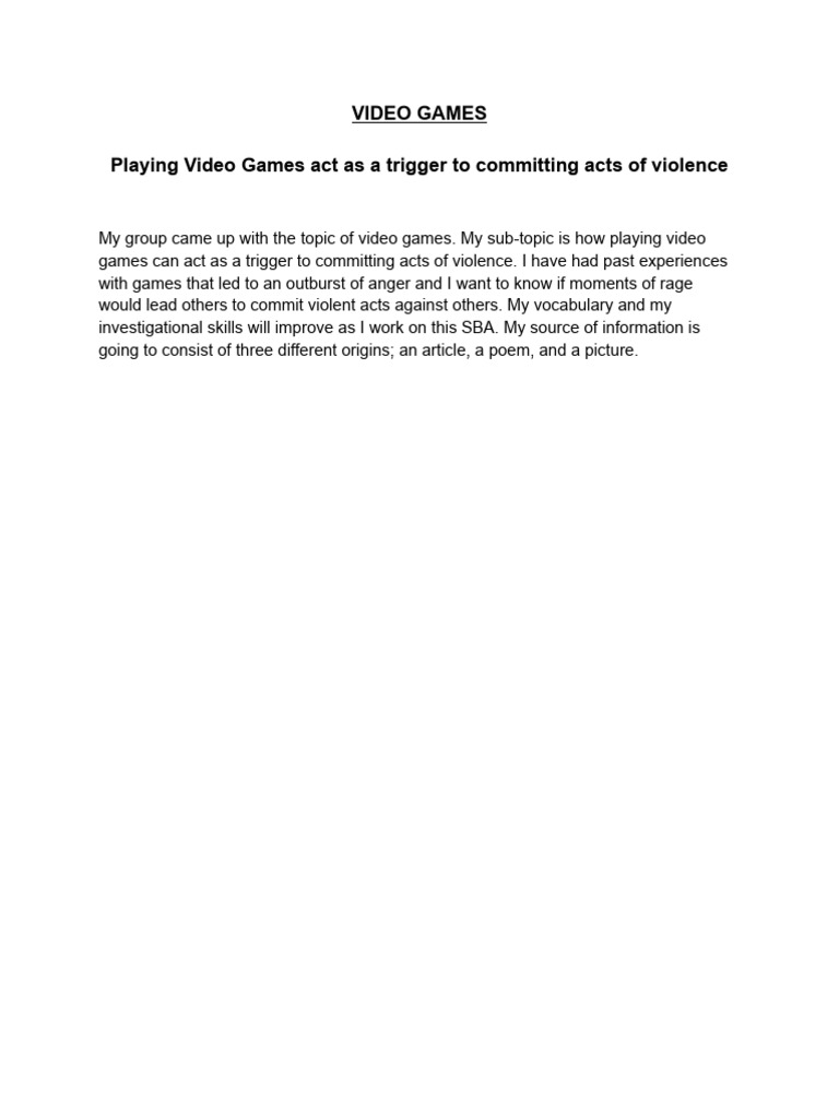 Video Games and Violence Triggers | PDF | Anger | Video Games