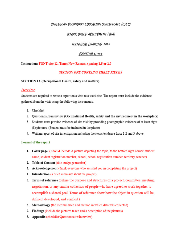 Section 1 SBA 2024 | PDF | Occupational Safety And Health