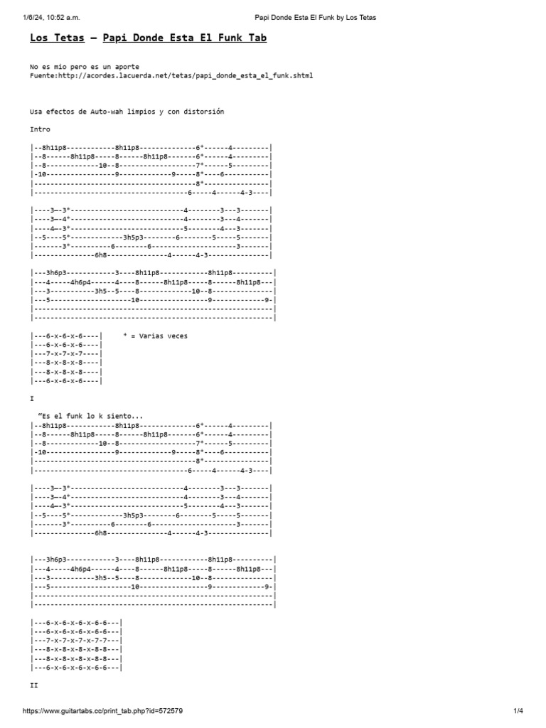 Papi Donde Esta El Funk by Los Tetas | PDF