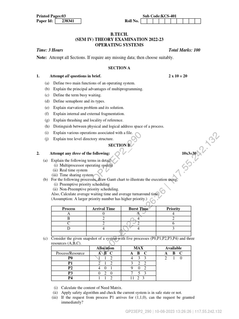 Operating Systems KCS 401 | PDF | Scheduling (Computing) | Operating System Operating Systems KCS 401 | PDF | Scheduling (Computing) | Operating System