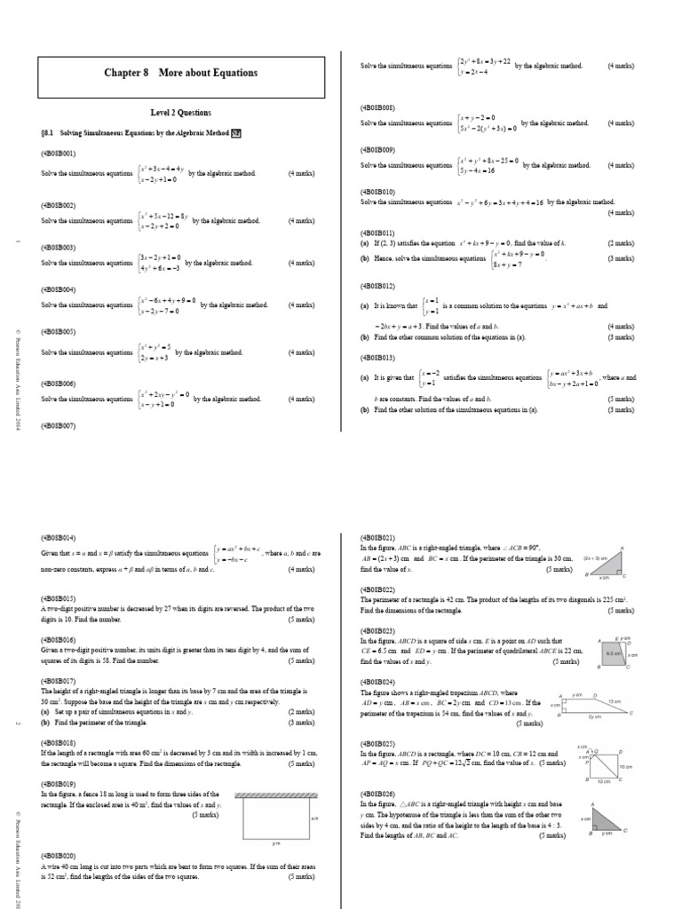 4B Chapter 8 More About Equations Part 1 | PDF | Equations | Triangle