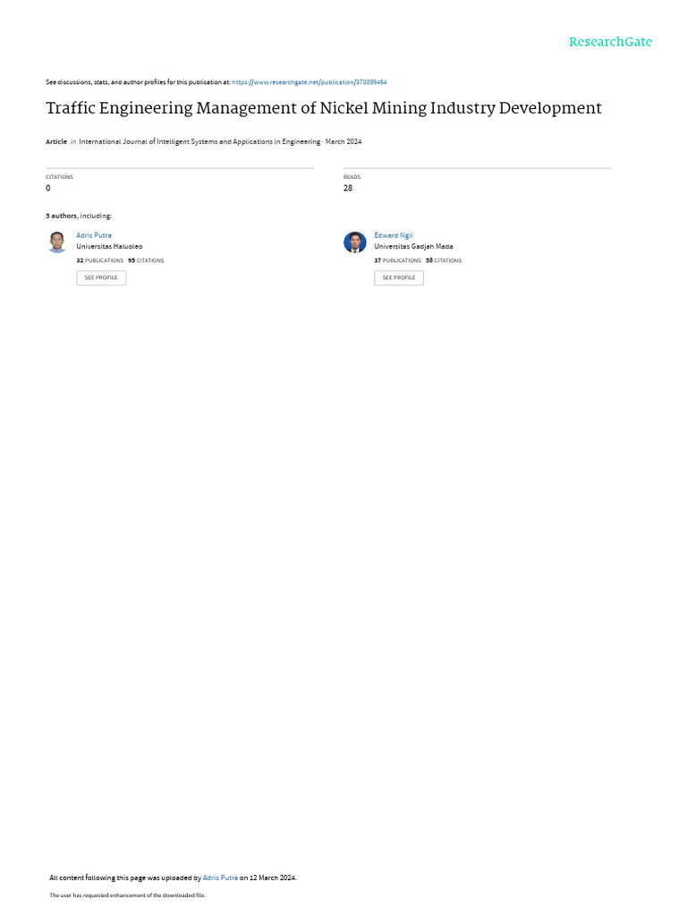 Journal Traffic Engineering Management of Nikel Mining Industry ...