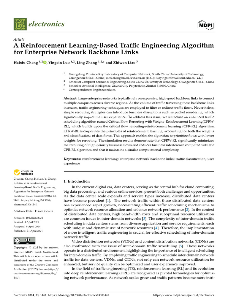 A Reinforcement Learning-Based Traffic Engineering | PDF | Computer Network | Routing