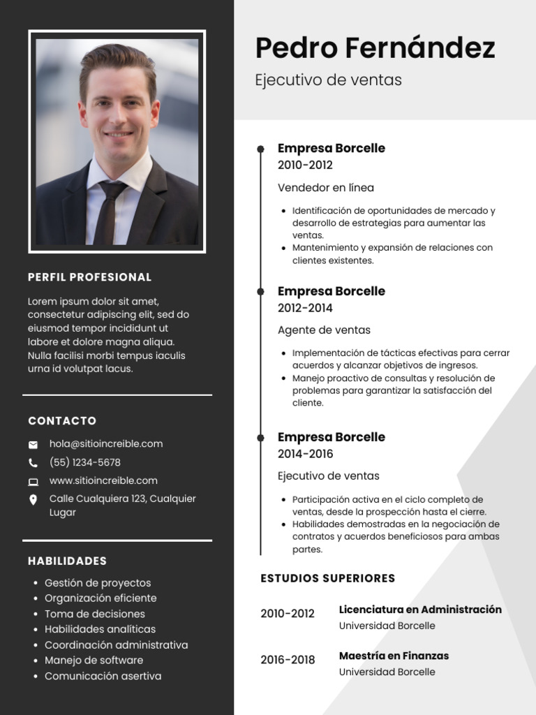 Currículum Vitae CV de Ventas Moderno Negro | PDF