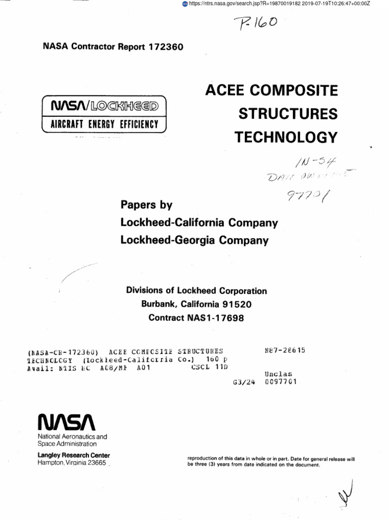 NASA ACEE Composite Structures Report | PDF | Nasa
