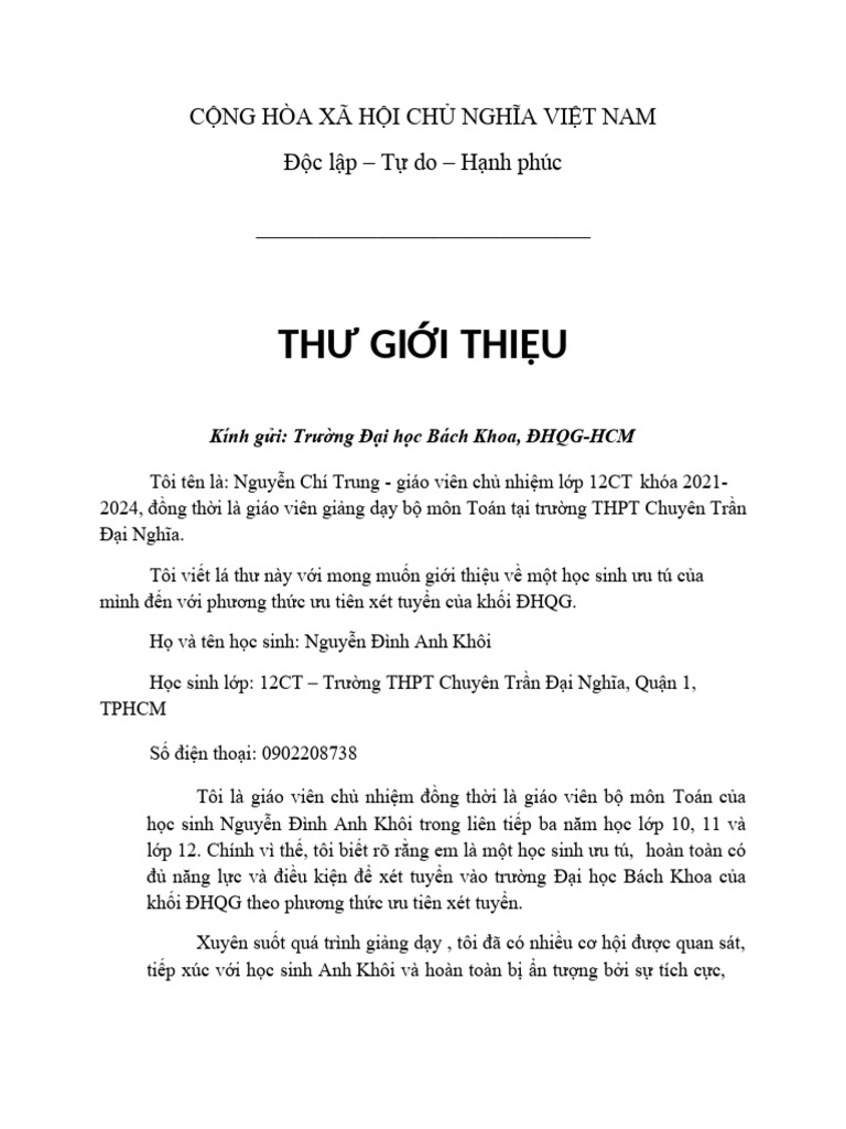 Thu Gthieu Thu Gioi Thieu Cho Uel | PDF