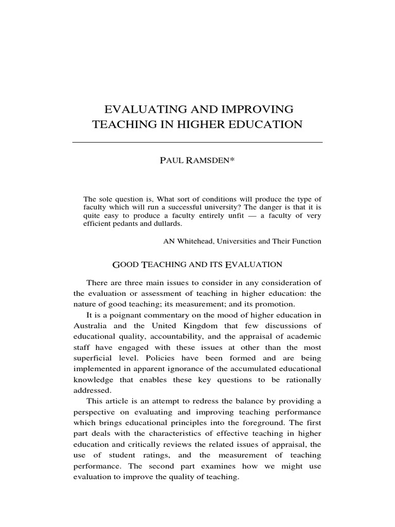 Improving Teaching in Higher Education | PDF | Motivational | Motivation