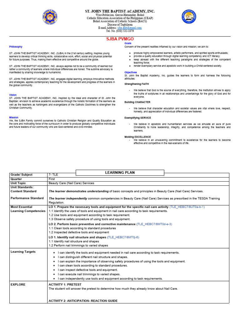 LP - Tle 7 Beauty Care (Nail Care) | PDF | Nail (Anatomy) | Learning