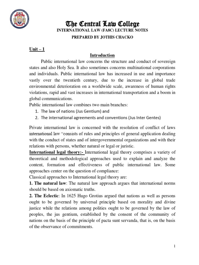 International Law Lecture Notes (Soft Copy) | PDF | International Law ...