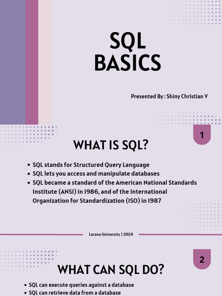 Day1-Sql Basics | PDF | Sql | Databases