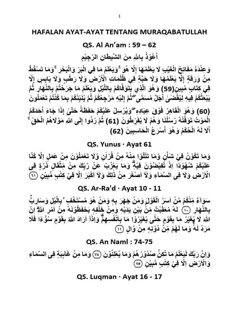Hafalan Ayat Muraqabah 2 | PDF