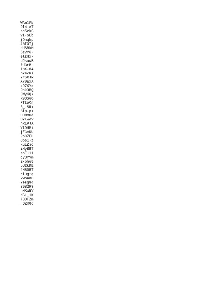 Unique Code List for Reference | PDF