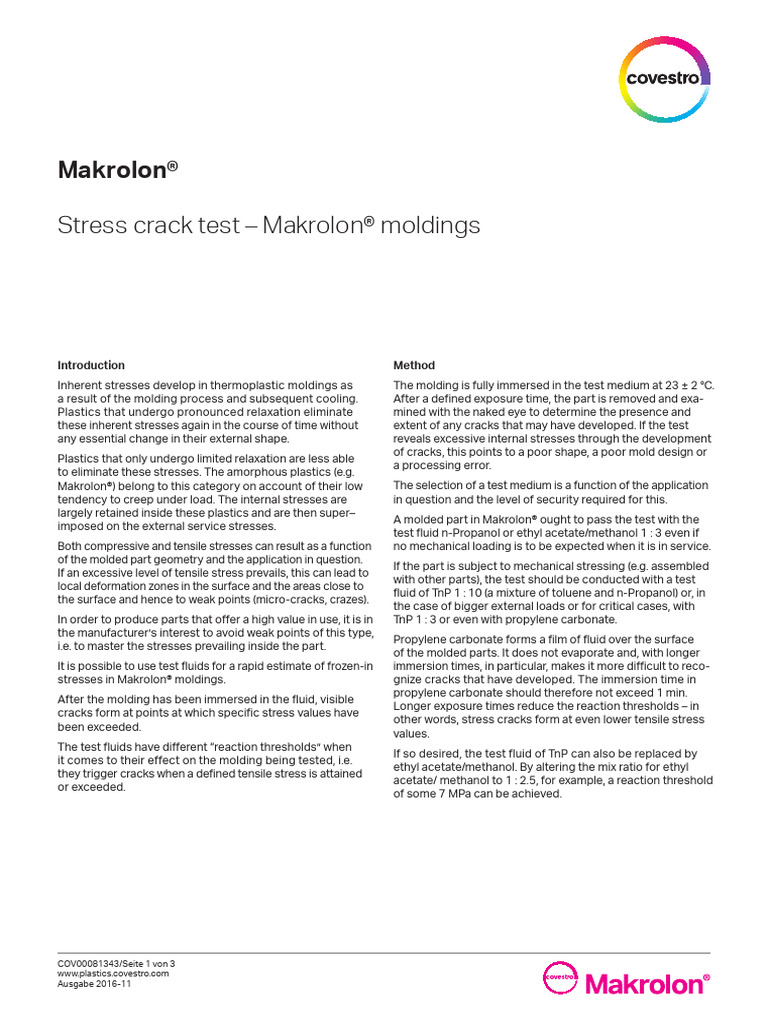 Makrolon - Stress Crack Test | PDF | Fracture | Stress (Mechanics)