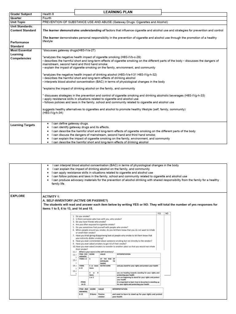 Lp-health 8 (4th Quarter) | Download Free PDF | Learning | Cigarette