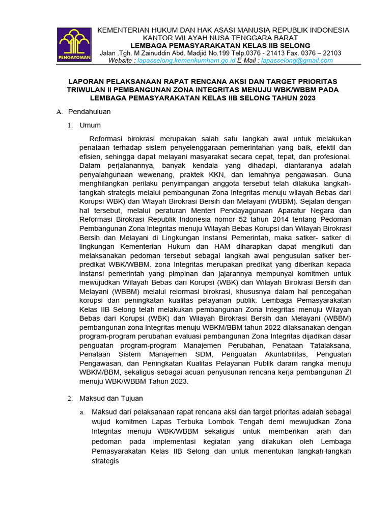 Laporan Rencana Aksi b06 | PDF