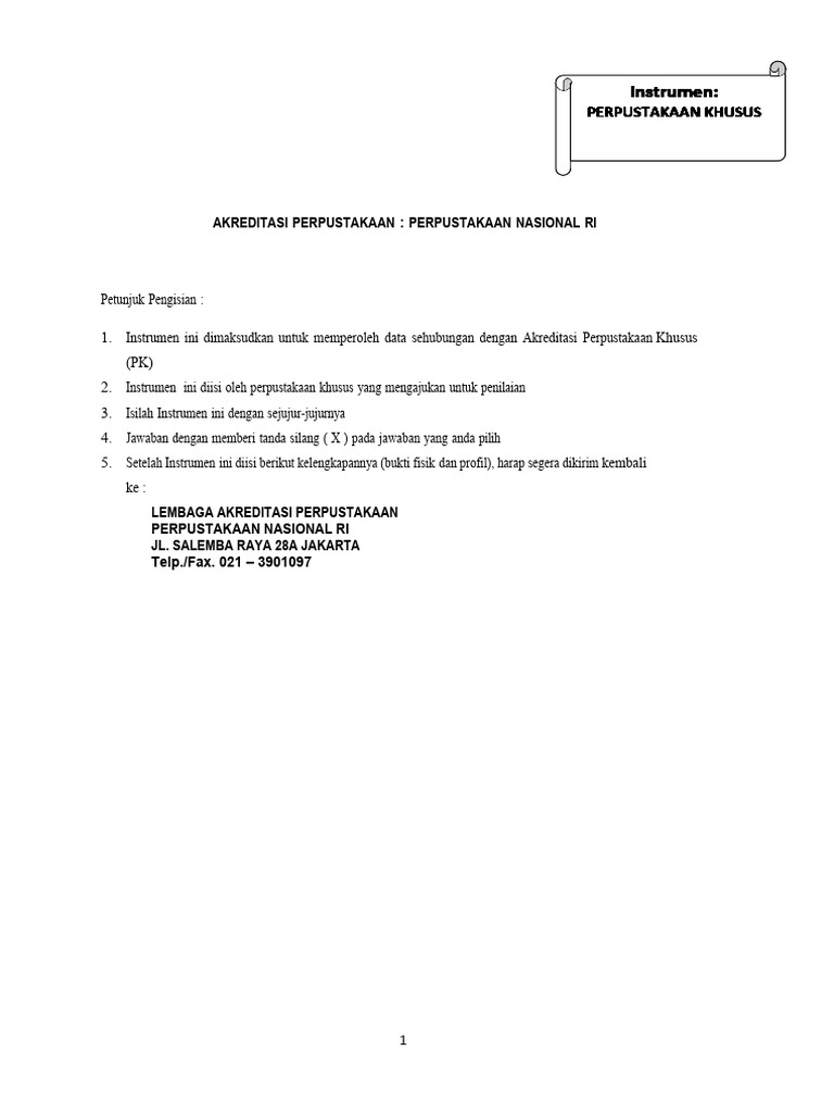 Instrumen Akreditasi Perp Khusus | PDF