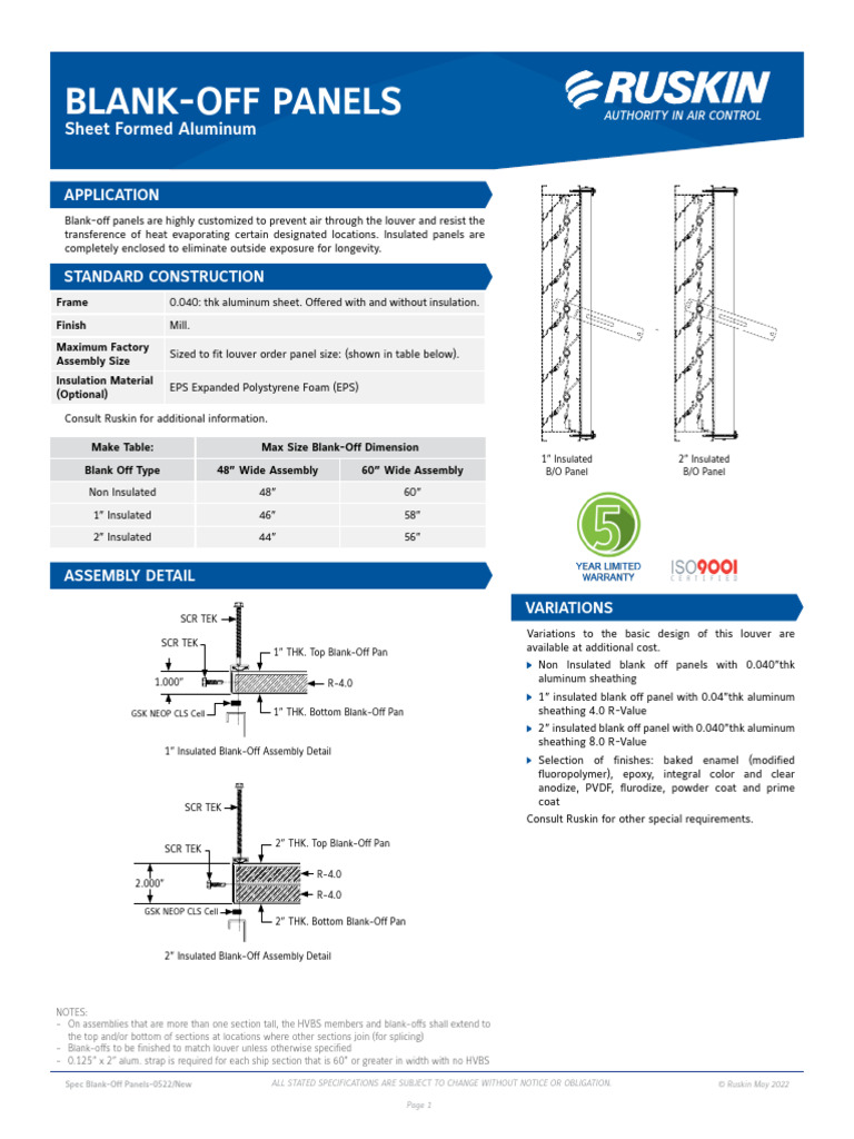 Insulated Blank-Off Panels Overview | PDF | Thermal Insulation ...