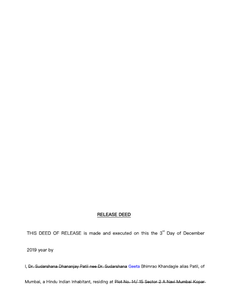Draft Release Deed | PDF