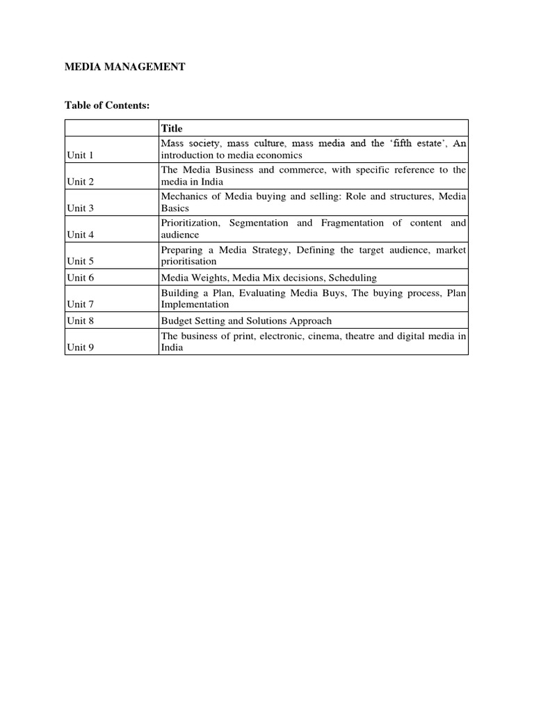 Media Management | PDF | Mass Media | Popular Culture