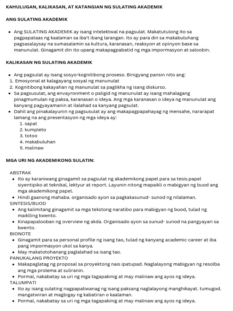 Pagsulat Sa Filipino | PDF