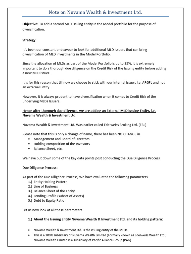 Note On Nuvama Wealth and Investment LTD | PDF | Equity (Finance ... Note On Nuvama Wealth and Investment LTD | PDF | Equity (Finance ...