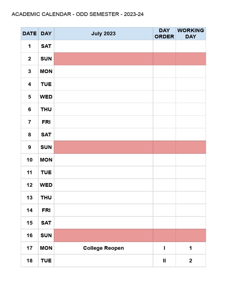 Academic Calendar 2023-24 | PDF