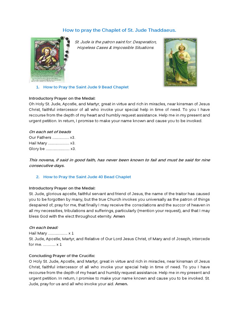 The Chaplet of ST Jude | PDF | Religion & Spirituality