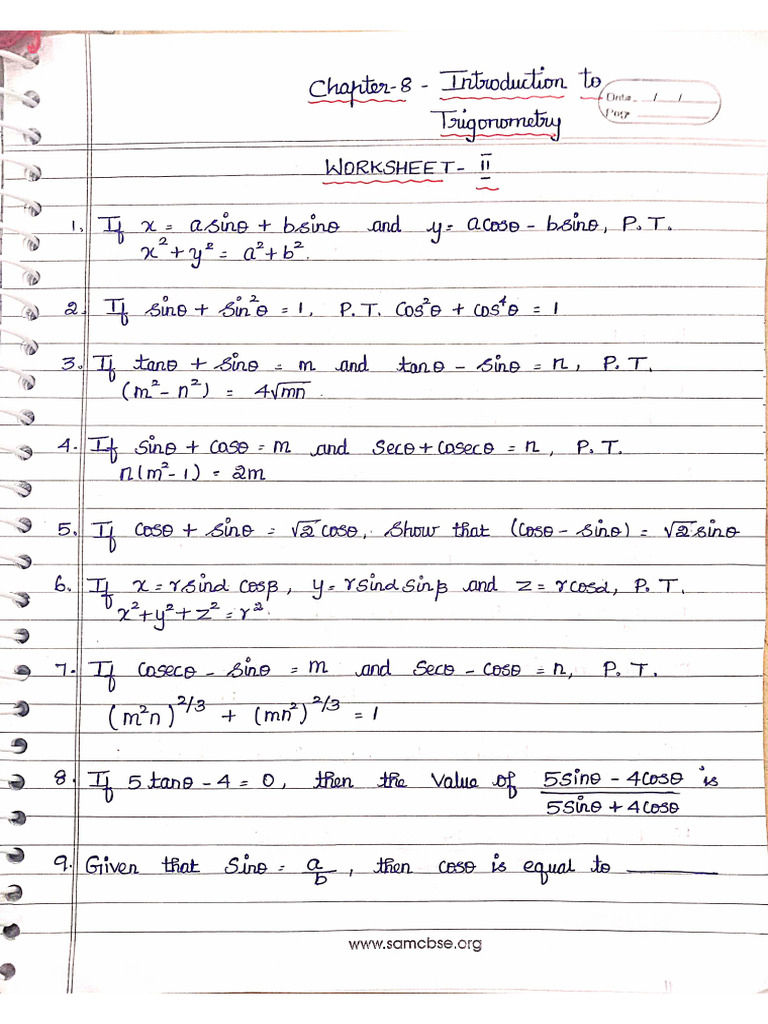 Introduction To Trigonometry-Worksheet-2 | PDF