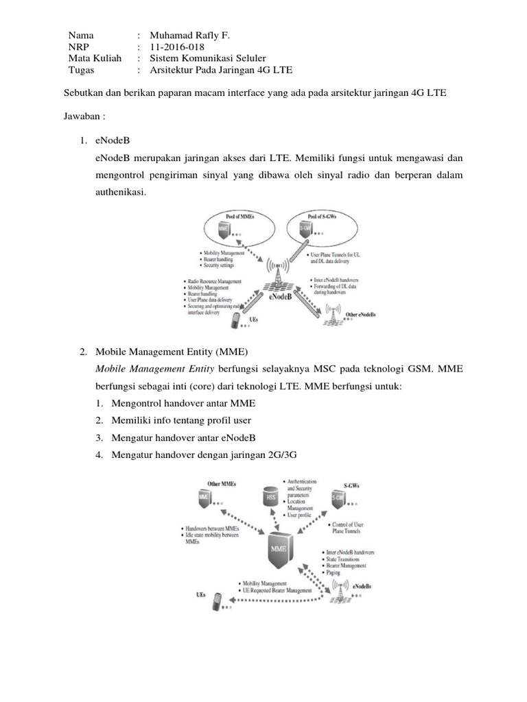 Tugas Macam Interface Arsitektur Jaringan 4G LTE | PDF