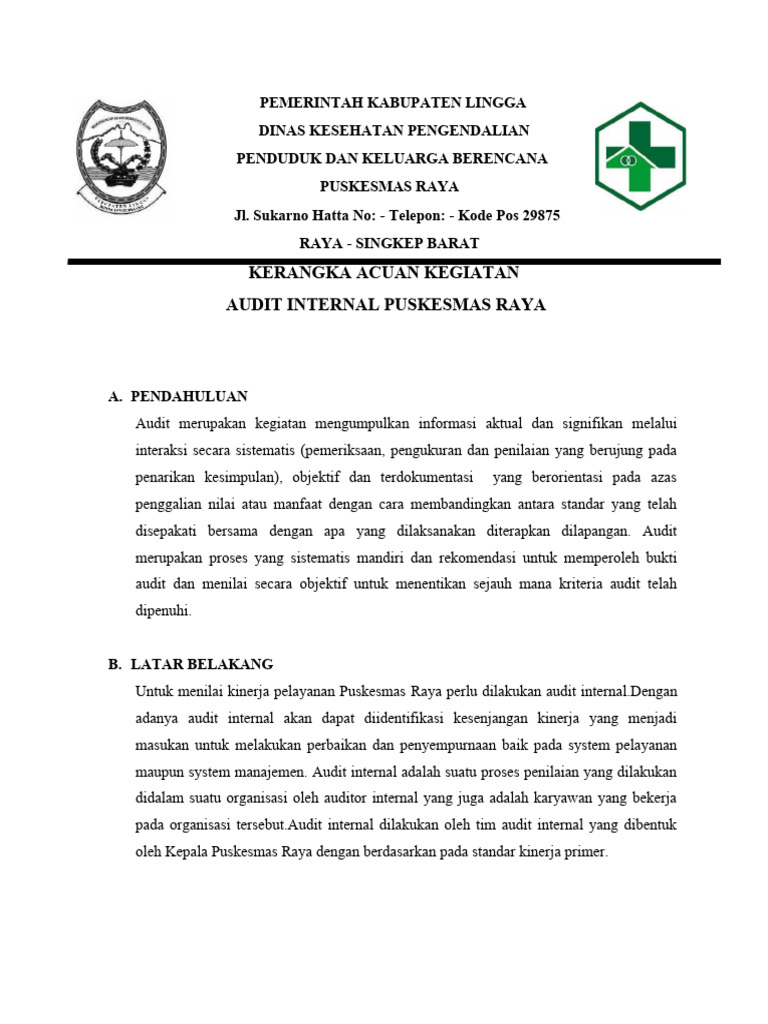 Kak Audit Internal Umum | PDF