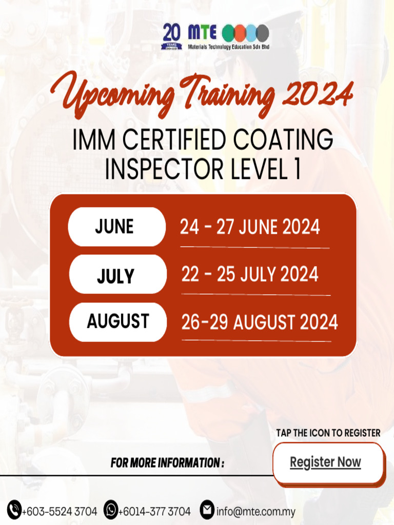 2024 IMM Coating Training Schedule | PDF | Physical Sciences | Chemical ...