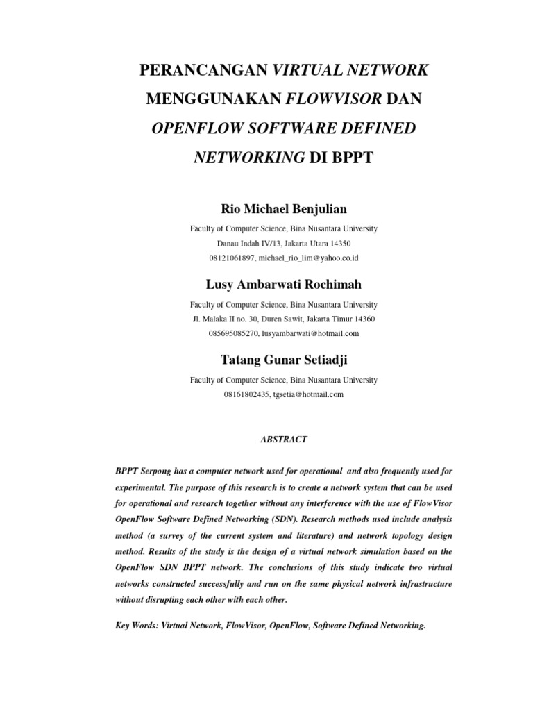 Perancangan Virtual Network Menggunakan Flowvisor Dan: Openflow Software Defined Networking Di ...