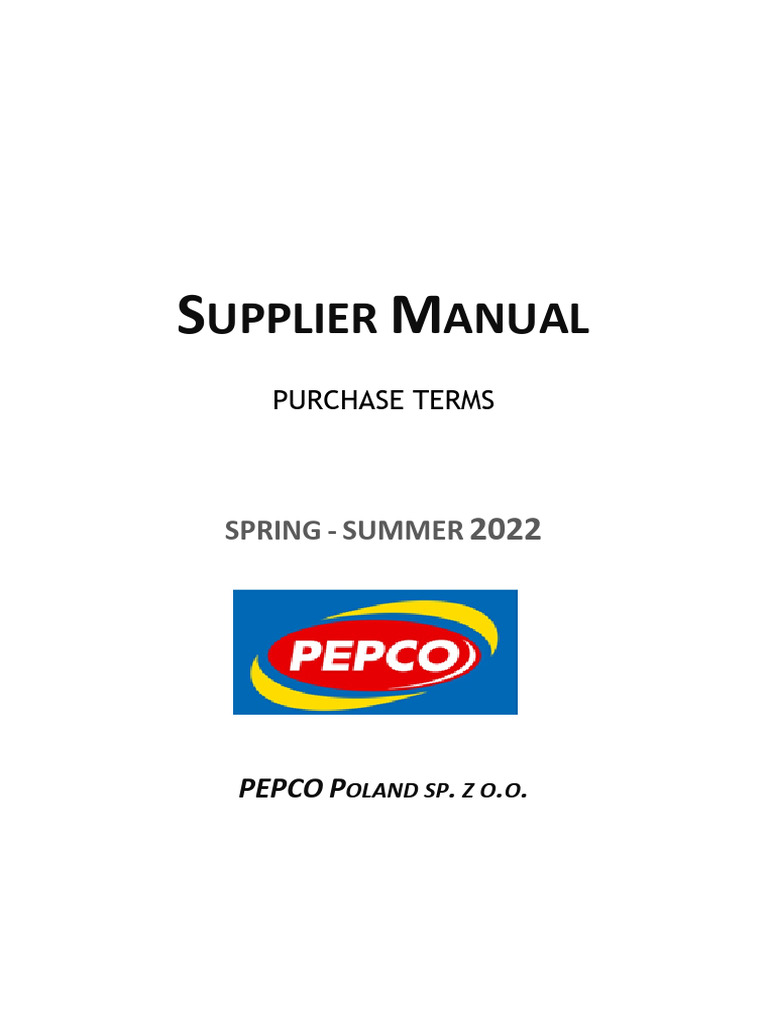 PEPCO Supplier Manual SS22 | PDF | Letter Of Credit | Cargo