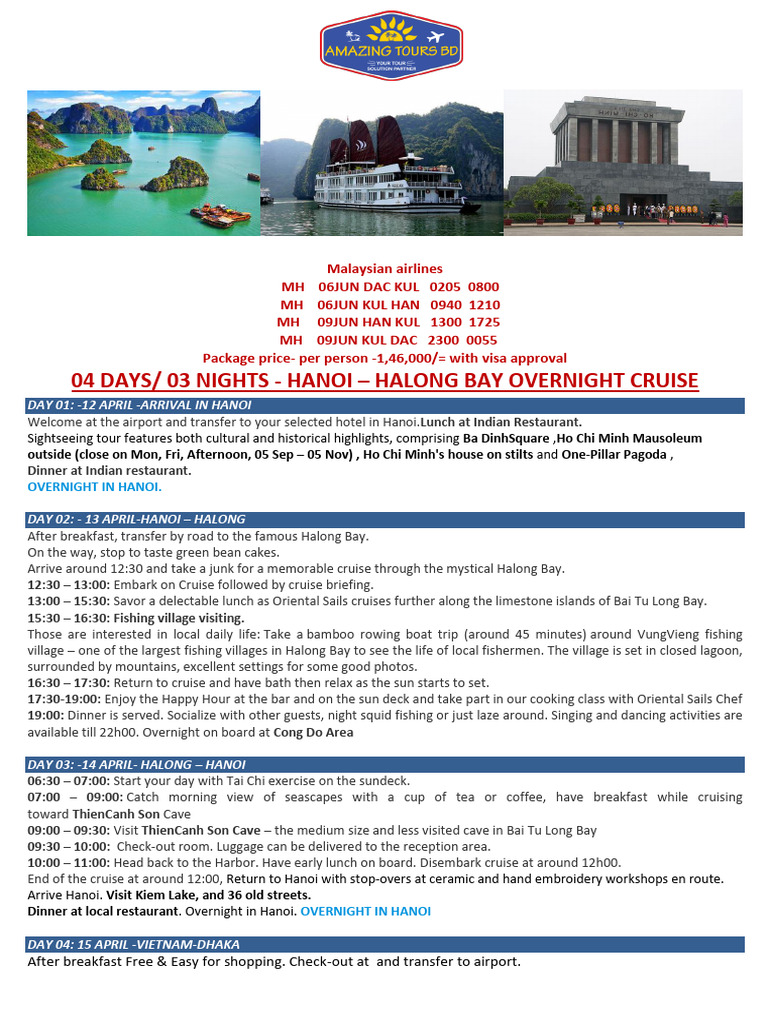 4days3nights Hanoi - Halong Cruise .. | PDF | Hanoi | Cuisine