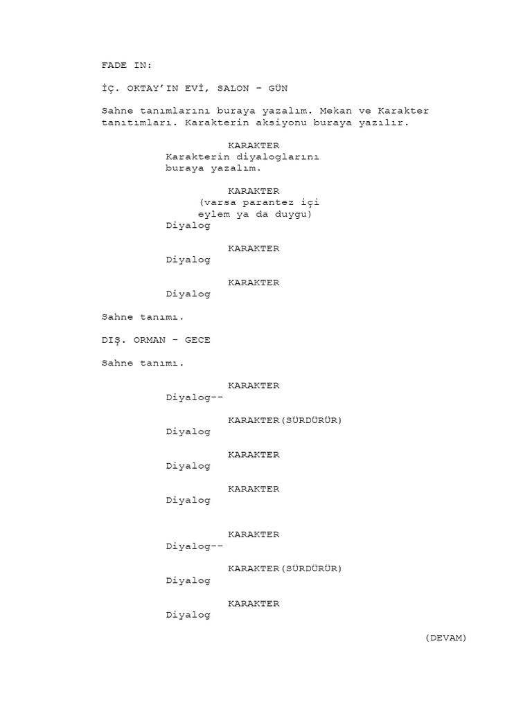 Amerikan Format Senaryo Sablonu Word | PDF
