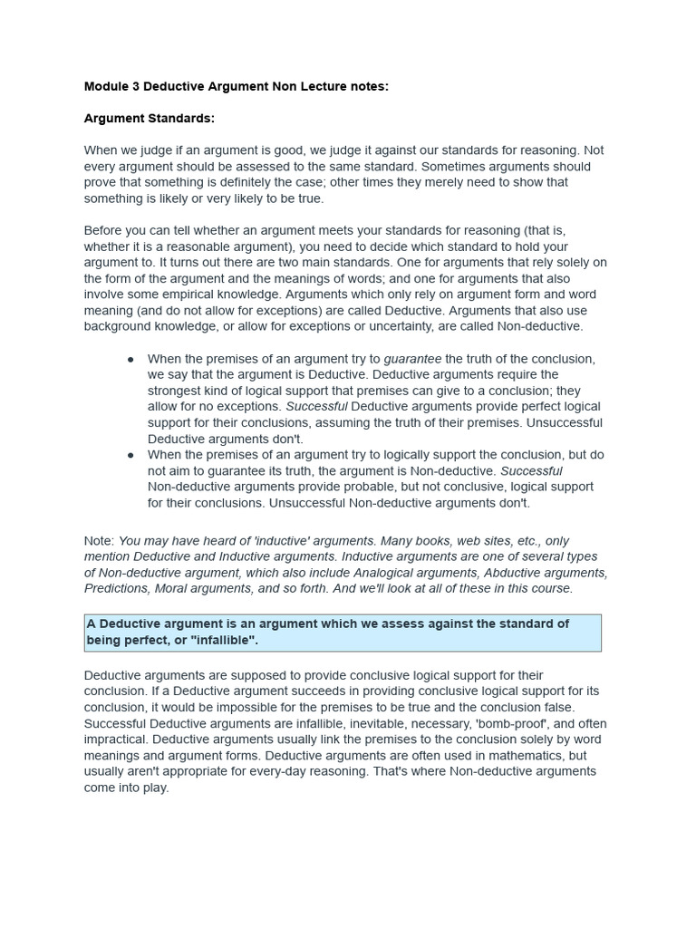 PHIL 105 Module 3 Deductive Arguments | PDF | Argument | Deductive Reasoning