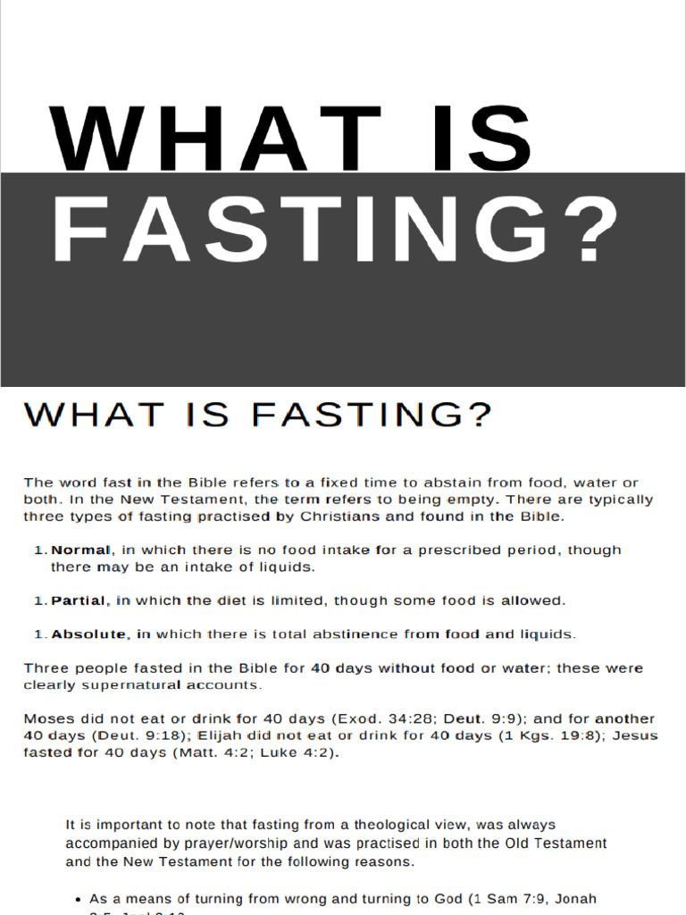 Sunday School - Prayer Fasting | PDF