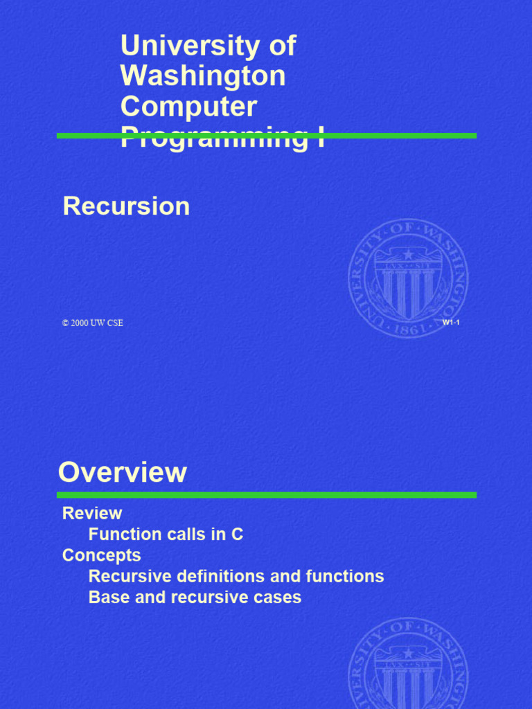 University of Washington-10 | PDF | Integer (Computer Science) | Recursion