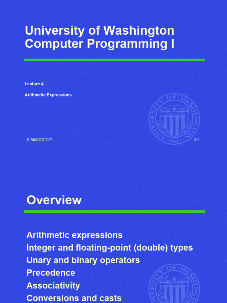 University of Washington-4 | PDF | Integer (Computer Science) | Arithmetic