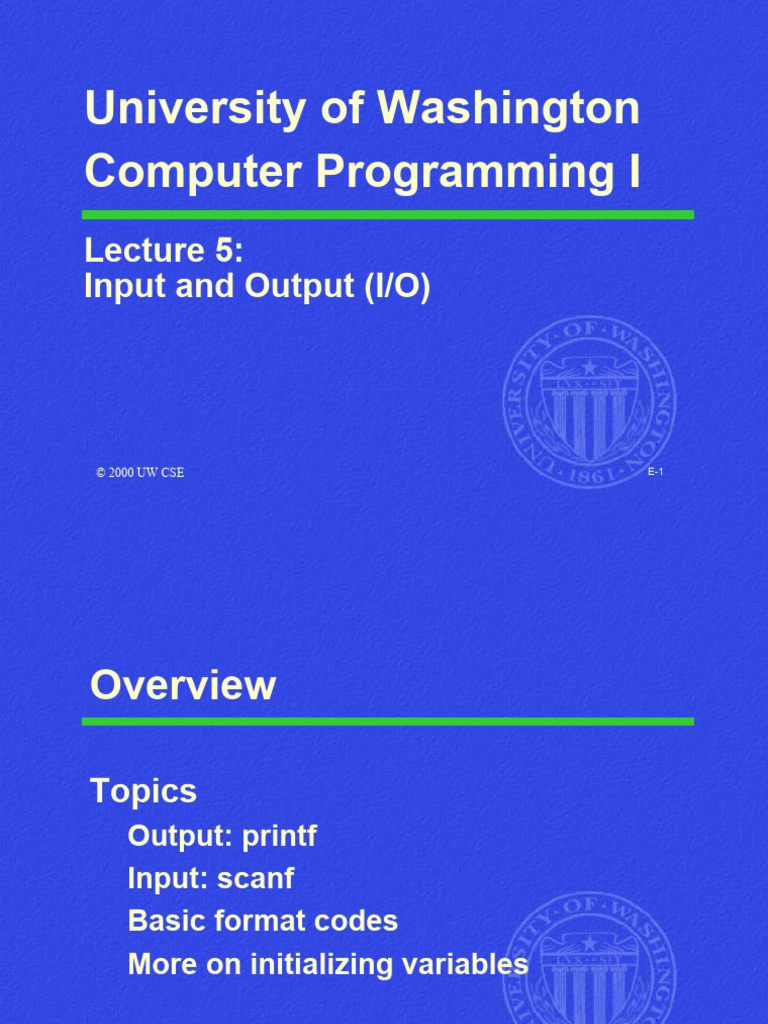 C Programming I/O Basics: printf & scanf | PDF | Computer Science | Computing