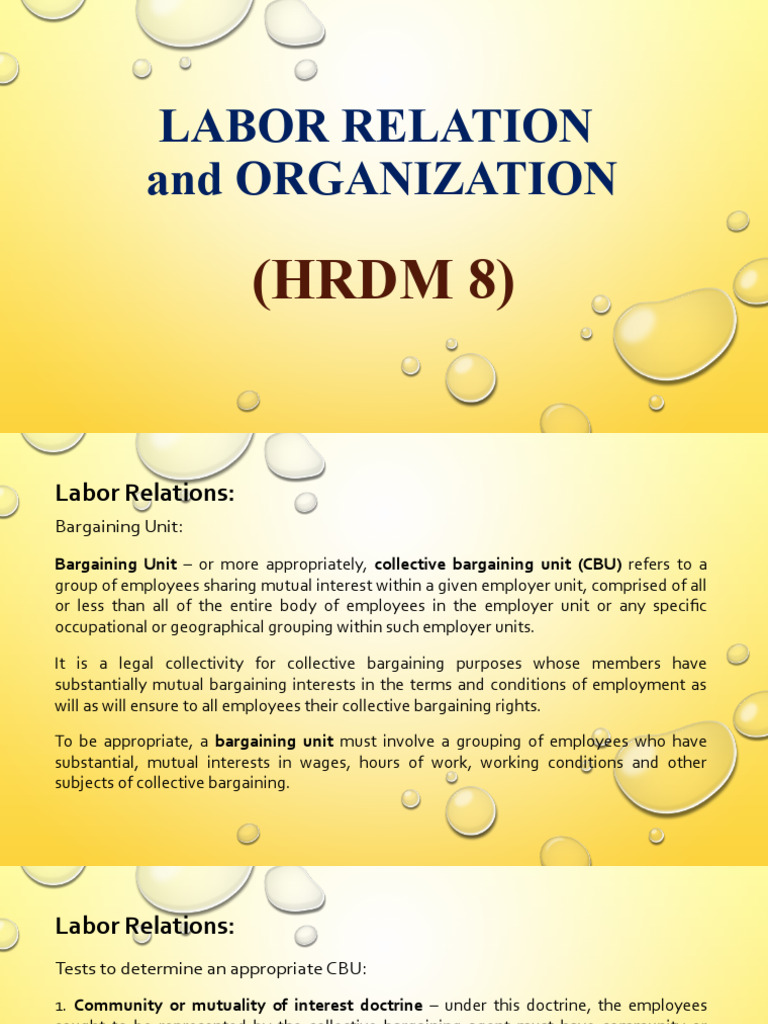 Labor Relations And Organization Lesson 4 Pdf Employment
