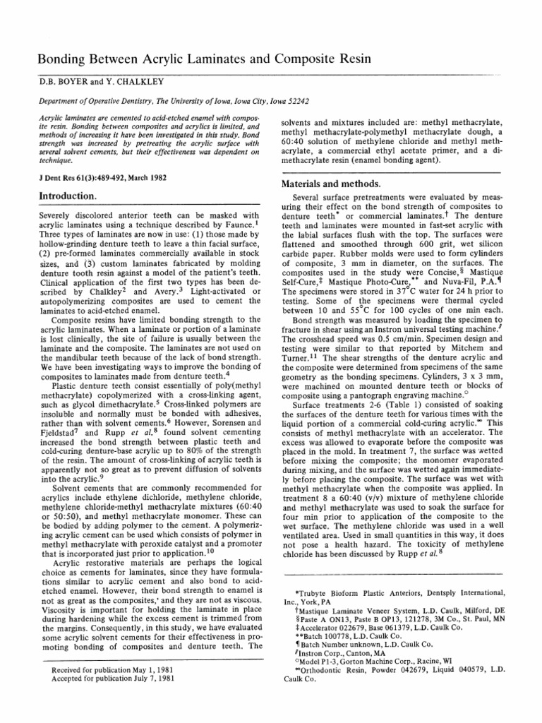 Bonding Between Acrylic Laminates and Composite | PDF | Poly(Methyl ...