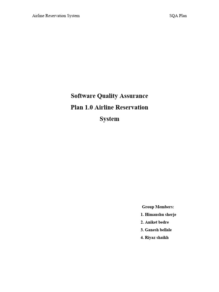 Silo - Tips - Software Quality Assurance Plan 10 Airline Reservation System | PDF | World Wide ...