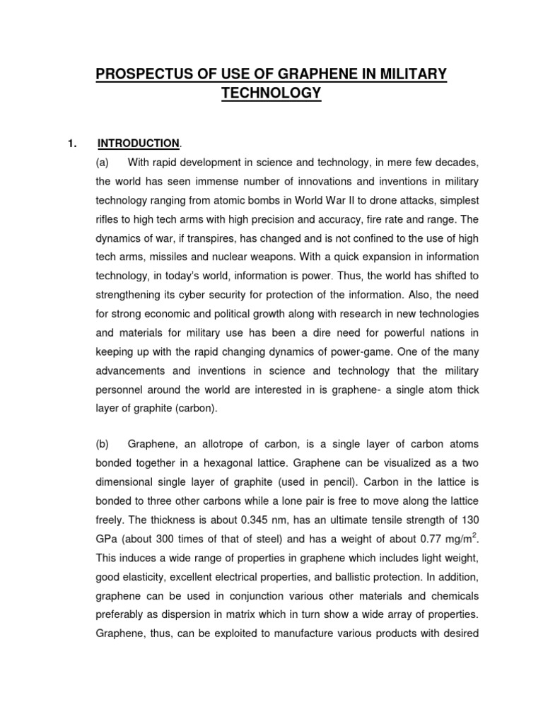 Prospectus of Use of Graphene in Military Technology | PDF | Graphene ...
