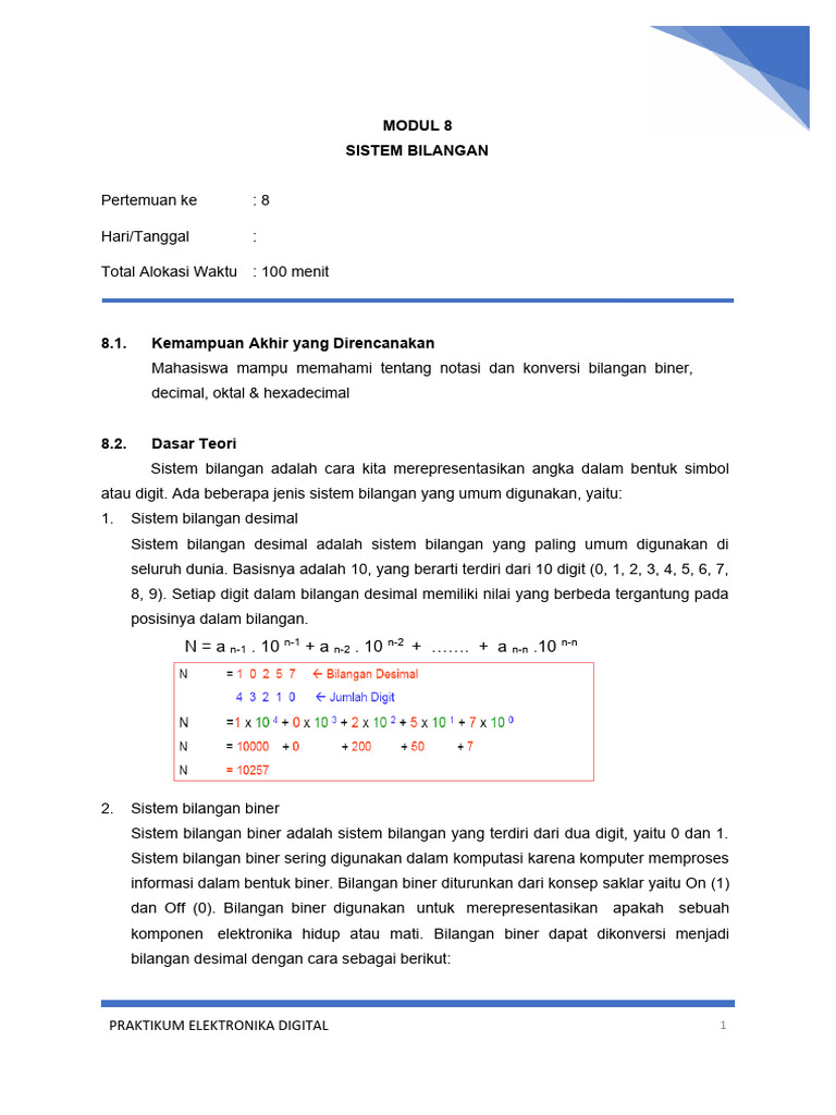 Modul 8 Sistem Bilangan | PDF