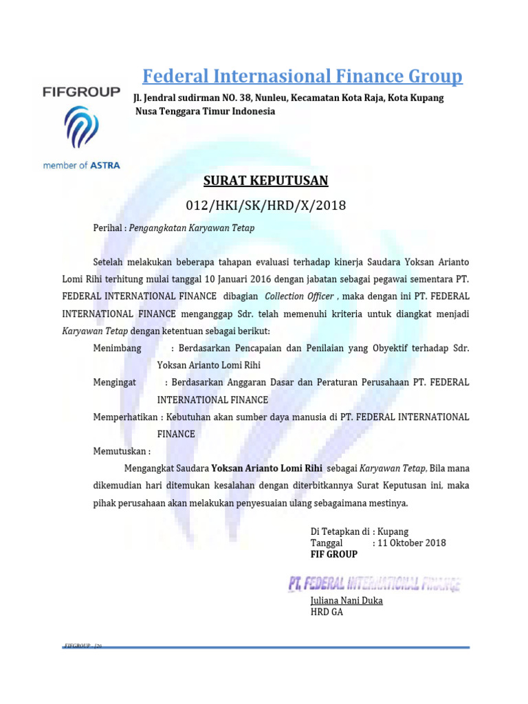 KOntrak Kerja Fif | PDF | Pengelolaan Keuangan & Uang