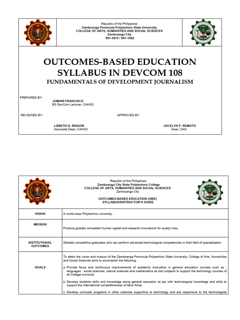 Devcom 108 Syllabus - Revised 2023 | PDF | Communication | Information