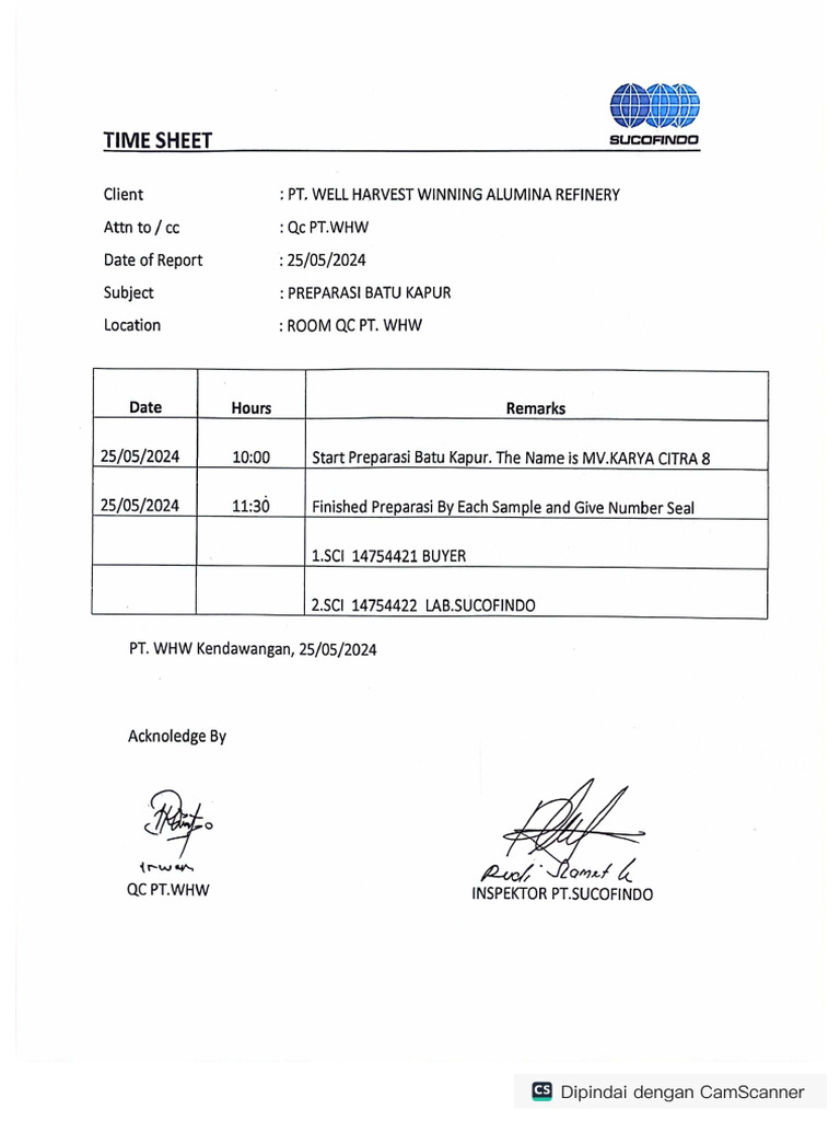 Time Sheet KM - Karya Citra 8 | PDF