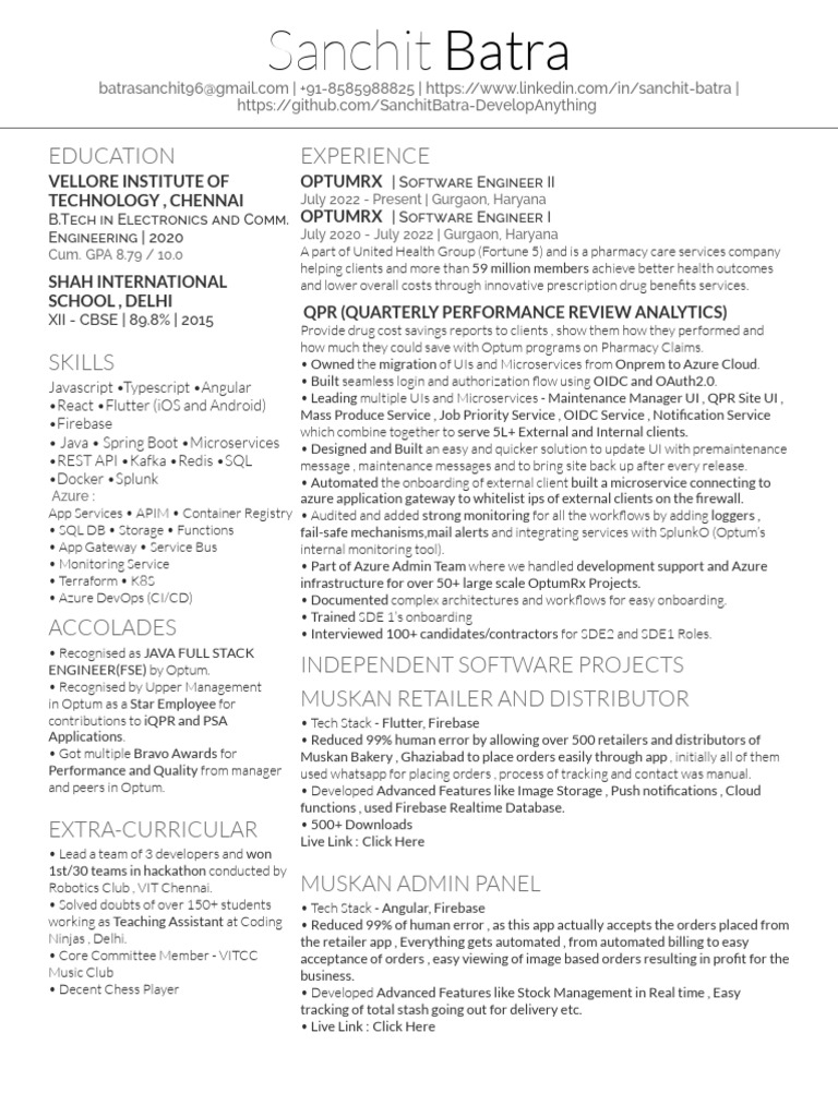 Sanchitbatra Resume Sde2 2024 | Download Free PDF | Cloud Computing ...